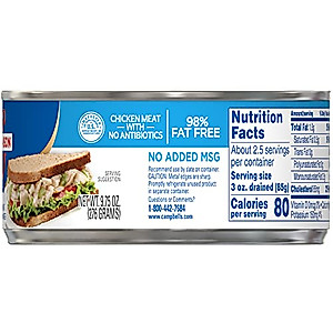 Swanson White Premium Chunk Chicken Breast with Rib Meat Packed in Water, 9.75 oz. (Pack of 12)