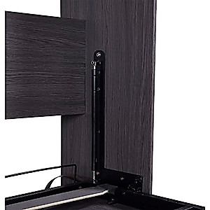 P PURLOVE Multifunctional Murphy Bed Twin with Wardrobe and 3 Drawers, Bed Frame with Slates, Storage Bed Can Be Folded Into A Cabinet for Small Spaces, Apartments, Studio (Gray)