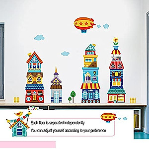 Kids Room Decor Cartoon Cute Wall Stickers House Nursery Playroom Decoration Sticker for Living Room Kindergarten Room, Children self-Adhesion Wall Stickers(6pcs) Large Size Baby Rooms Wall Decal
