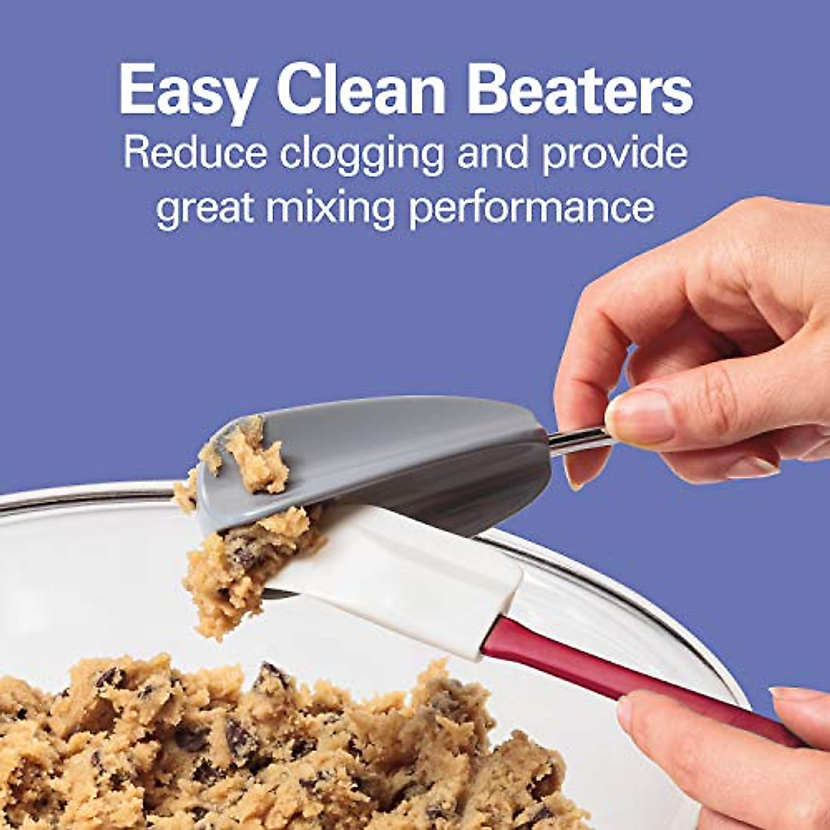 Hamilton Beach 6-Speed Electric Hand Mixer with Whisk, Dough Hooks and Easy Clean Beaters, Snap-On Storage Case, White