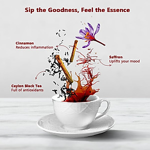 Olinda Saffron Black Tea Organic Ceylon Tea Cinnamon Naturally Caffeinated Aromatic Herbal Tea For Women 28 Tea Bags