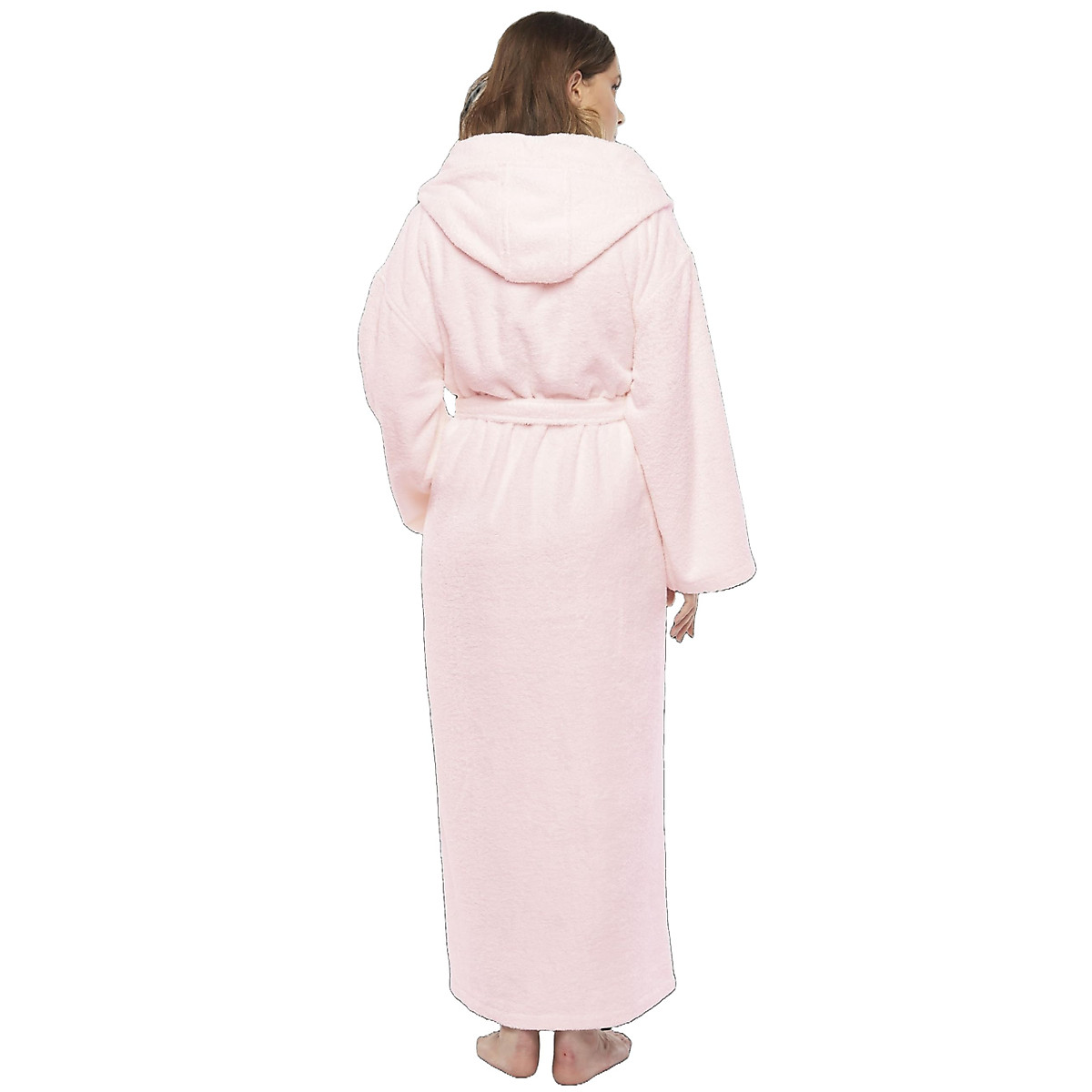 Arus Women's Hooded Classic Bathrobe Turkish Cotton Robe, Small-Medium, Pink