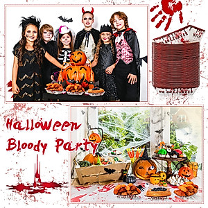 Suttmin 100 Pcs Halloween Paper Food Trays Halloween Party Supplies 2lb Nacho Trays Spider Pirate Bloody Halloween Disposable Serving Trays Food Containers Trick or Treat(Bloody)