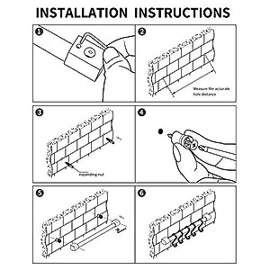 MIAOHUI Kitchen Rail with Hooks, Pan and Pot Hangers for Kitchen Wall Mount, Kitchen Utensil Rack with Removable S Hook, Aluminum (17.3inch_Black_5Hooks)