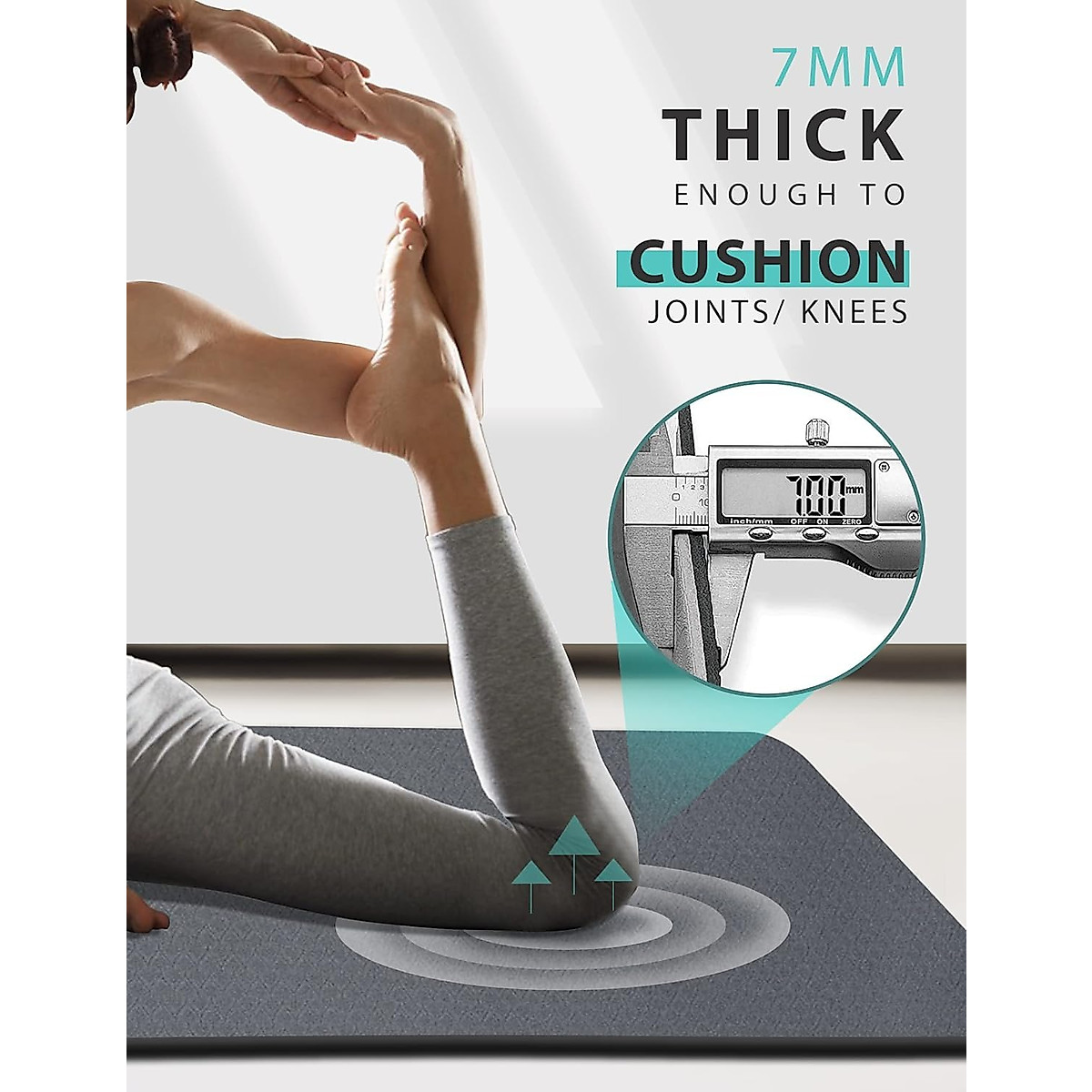 Yoga Mat Double-Sided Non Slip, 72'' x 32'' x 7mm - Extra Wide & Thick Yoga Mat with Strap, Ideal for Men Women Kids, Professional TPE Yoga Mats for Home Workout, Pilates and Floor Exercises