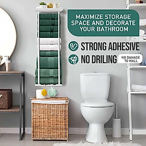 Hommtina Bathroom Towel Storage Black Towel Holder Bathroom Decor Aesthetic Towel Racks for Bathroom Bath Towel Storage (White)