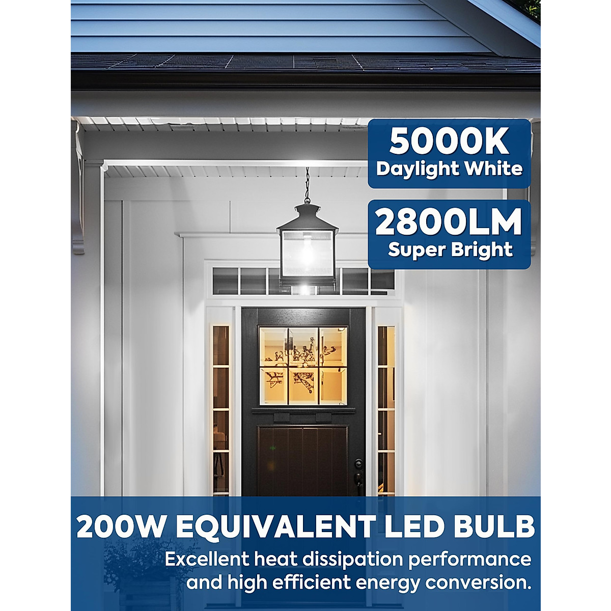 Nouscan 200W Equivalent LED Light Bulb, 2800LM Super Bright A21 LED Bulb, Daylight 5000K, 25W Energy Saving, E26 Medium Base, 120V for Garage, Warehouse, Shop, Living Room, Non-Dimmable, 2 Pack