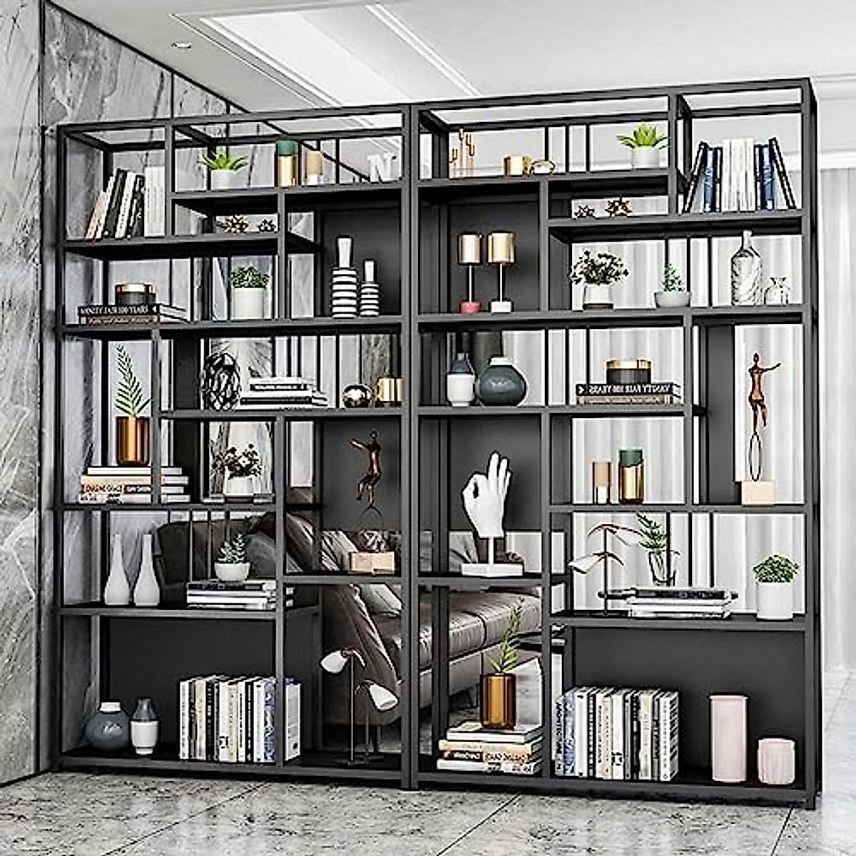 DESONIX Bookshelf Independent Bookshelf Nordic Wrought Iron Bookshelf Shelf Living Room Floor-to-Ceiling Bookcase Multi-Layer Creative Shelf Bookcase Floor Standing Bookcase