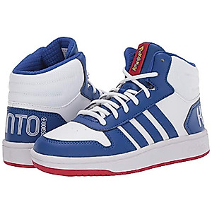adidas Boy's Hoops 2.0 Mid Basketball Shoe, White/Royal Blue/Black, 7 Little Kid