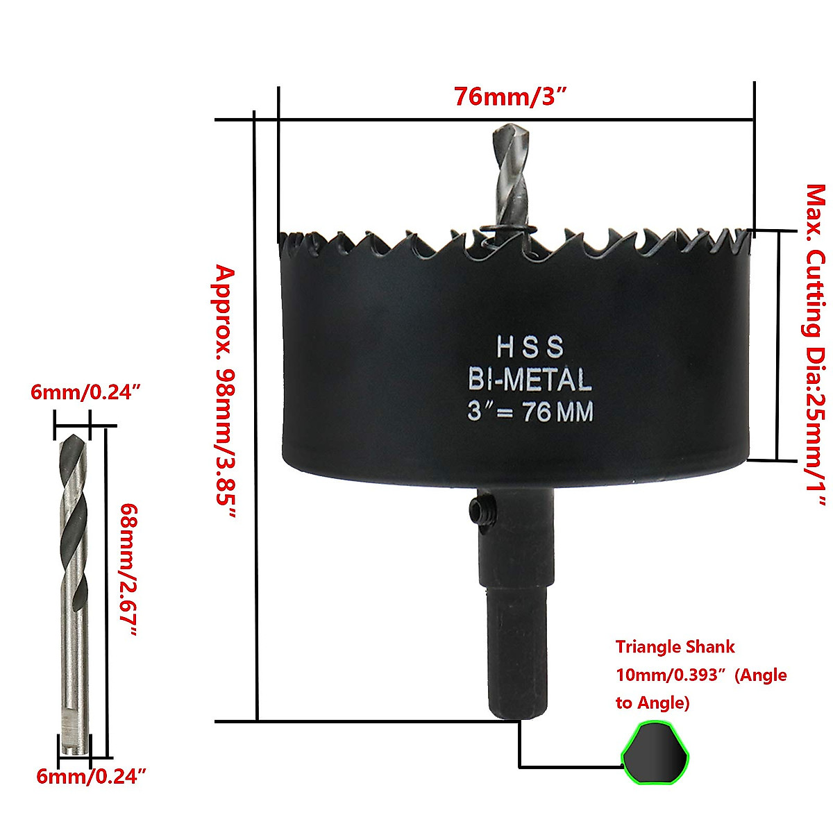 Rannb Hole Saw 3-inch Dia Hole Cutting Drill Bit for Drilling Holes in Wood, Plastic, Drywall, Thin Metal