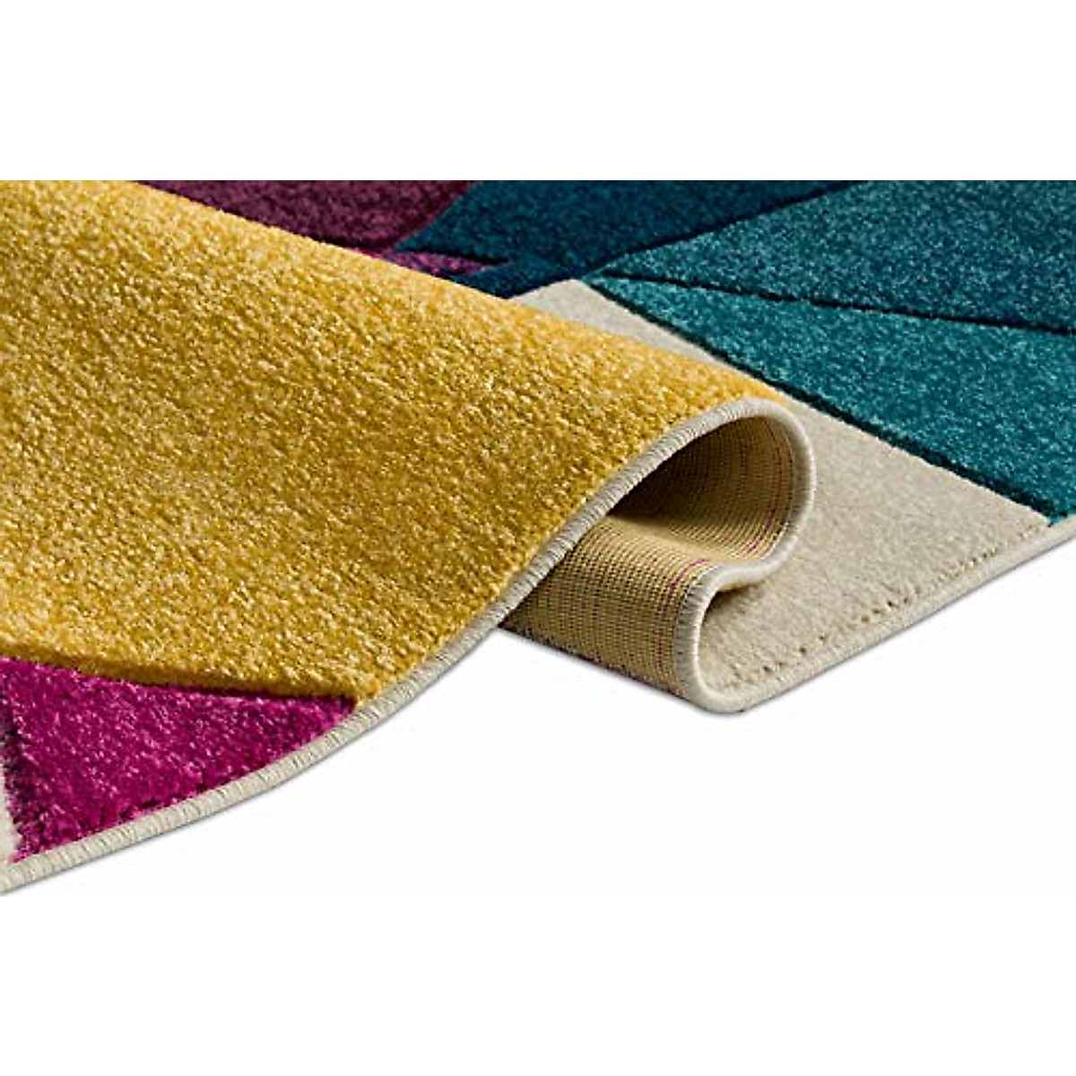 Well Woven Strata Squares Blue Purple Fuchsia Yellow Orange Modern Geometric Hand Carved 8x10 (7'10" x 9'10") Area Rug Easy to Clean Stain & Fade Resistant Thick Soft Plush