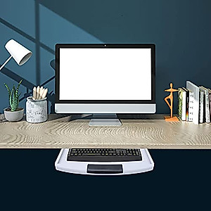NUOBESTY Desk Keyboard Tray Keyboard Tray Under Desk Out Underdesk Keyboard Drawer Under Table Desk Keyboard Organizer with Sliding Mount System for Office Home Typing Grey Computer Keyboard Stand