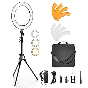 Ring Light with Stand and Phone Holder, IVISII 18 inch Ring Light，55W 5500K LED Ring Light for Live Stream/Makeup/YouTube Video, Dimmable LED Beauty Selfie Ring Light for TikTok Photography