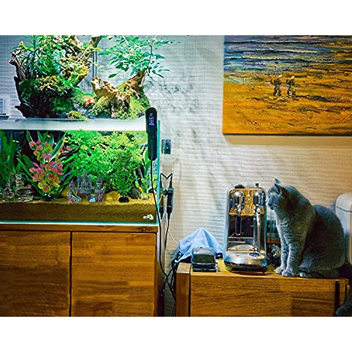 Mechpia 13 Pieces Aquarium Decorations Kit, Fish Tank Decorations Set Small Resin Castle and Rockery Betta Fish Cave Hideout Coral Artificial Plastic Plants Ornament Accessories