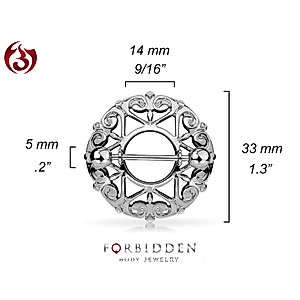 Forbidden Body Jewelry Pair of Surgical Steel Sexy Heart Nipple Piercing Shields, 9/16 Inch Barbells, Silver Tone