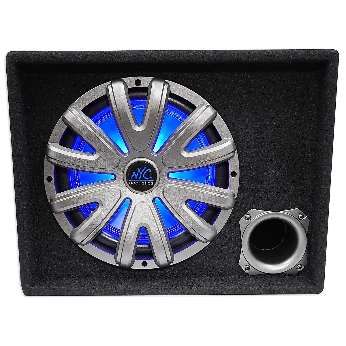 NYC ACOUSTiCS NSE12L 12" 1200w Powered Car Subwoofer/Sub Enclosure+LED+Amp Kit