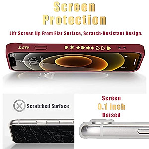 Teageo iPhone Xr Case 6.1" for Women & Girls, Luxury Love Heart, Soft Anti-Scratch Camera Protective, Silicone Shockproof Cover - Burgundy