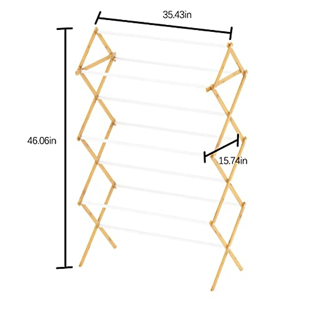 Disracker Folding Clothes Drying Rack Collapsible Bamboo Hanging Clothes Rack Portable Laundry Racks for Drying Clothes with Metal Rod 35 Inch