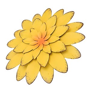 Rustic Modern Floral Sculpture 3D Iron Flower Wall Sculpture Succulent Metal Wall Decor Artificial 3D Flower Wall Art for Indoor Living Room Office Outdoor Garden Patio