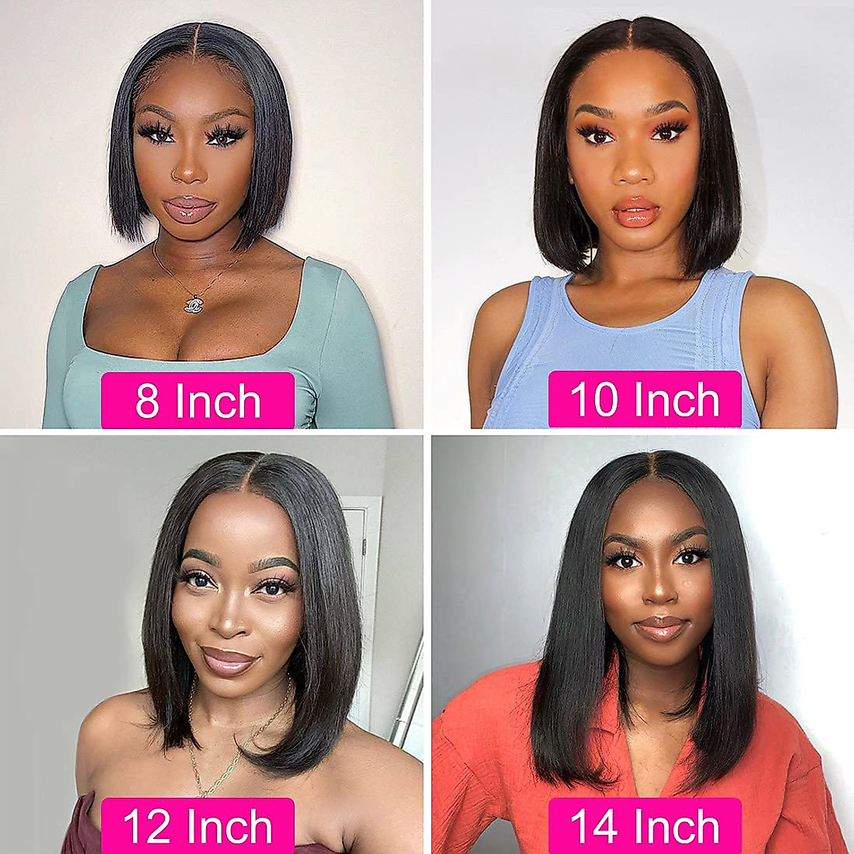 Foreverlove 12 Inch Bob Wig Human Hair Ready to Wear Glueless 4x4 Lace Closure Wigs Human Hair Pre Cut 180% Density Unprocessed Brazilian Virgin Human Hair