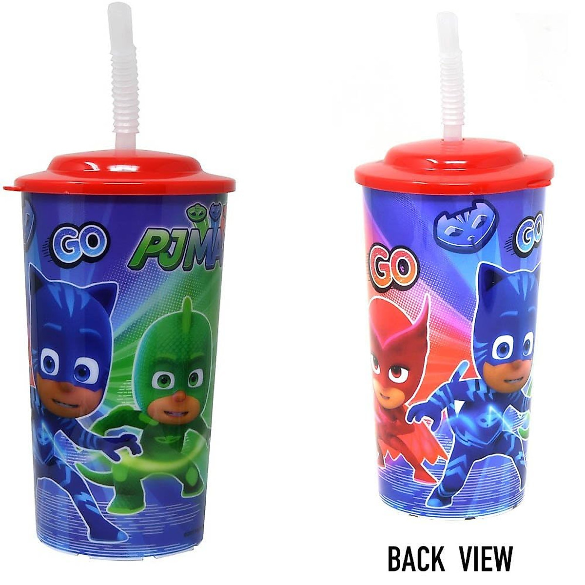 Zak Designs PJ Masks 16 oz PP Sports Tumbler w lid and Straw-Set of 2