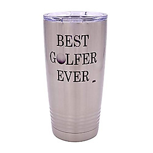 Rogue River Tactical Funny Best Golfer Ever 20 Ounce Large Stainless Steel Golf Travel Tumbler Mug Cup w/Lid Dad Grandpa Ball