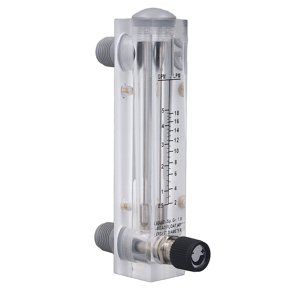Liquid Flowmeter, Panel Type High Accuracy Water Meter Acrylic Transparent Adjustable Fluid Meter for Measure and Control The Rate of Liquid Medium, 0.5-5GPM