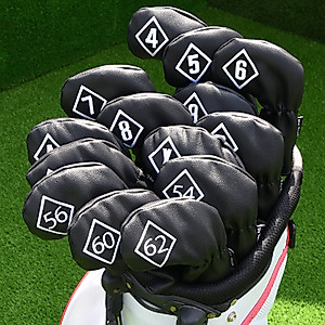 Single Iron Wedge Covers Golf Club Head cover 48° 50° 52° 54° 56° 58° 60° 62° Golf Club Protector Long Neck Black 1Pcs (62)