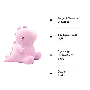 OUKEYI 11.8 inch Cute Dinosaur Plush Toys, Plush Stuffed Animal Dino Hugging Pillow Soft 3D Pom Plush Toy, Birthday Gifts for Kids Girls Boys (pink)