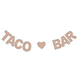 Taco Bar Banner Rose Gold Glitter Paper Sign Garland Cinco De Mayo Mexican Fiesta Themed Party Birthday Party Decorations