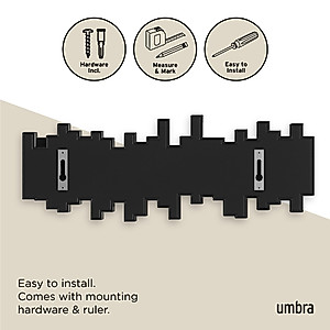 Umbra 318211-040 Sticks Multi Rack – Modern, Unique, Space-Saving Hanger with 5 Flip-Down Hooks for Hanging Coats, Scarfs, Purses and More, Black