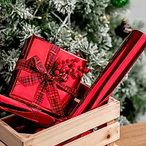 RUSPEPA Red Metallic Wrapping Paper - 81.5 Sq Ft - Solid Color Paper Perfect for Wedding,Birthday,Christmas,Baby Show - 30 inches x 32.8 feet