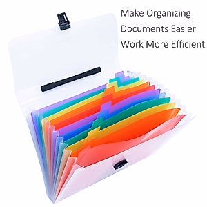 13 Pocket Portable Expanding File Folders, Accordion File Document Organizer with dividers for Any Paper and Document - Rainbow
