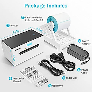 Lanbertent Bluetooth Thermal Shipping Label Printer, 160mm/s 4×6 Wireless Label Maker Machine for Small Business Home Packages, Support Amazon, Ebay, Etsy, Shopify, UPS, FedEx, USPS, Multiple Systems
