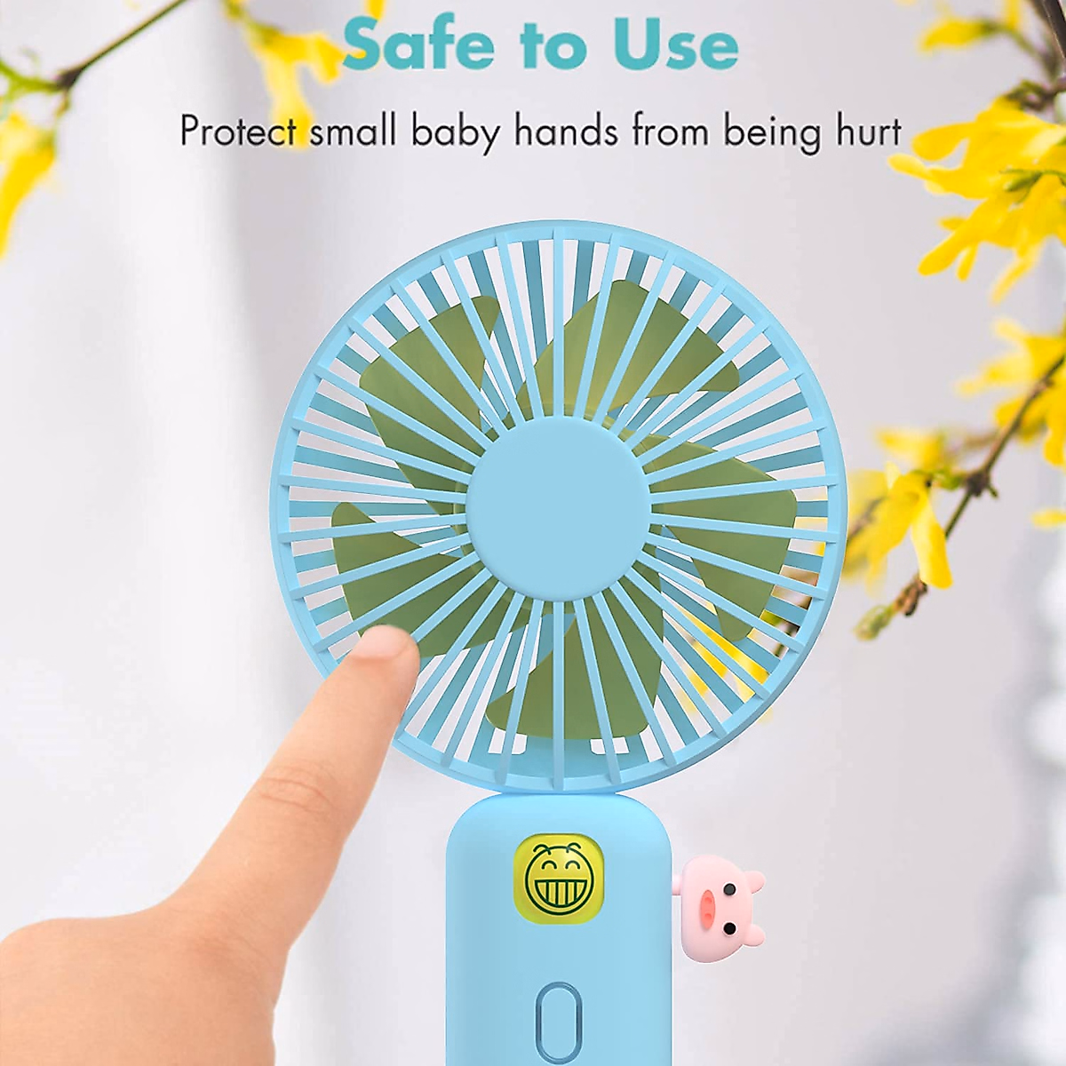 Flyalcon portable fan, handheld mini fan rechargeable, 3 adjustable speed portable mister for outdoors, Personal fan of exquisite fashion for travel, outdoor hiking (blue)