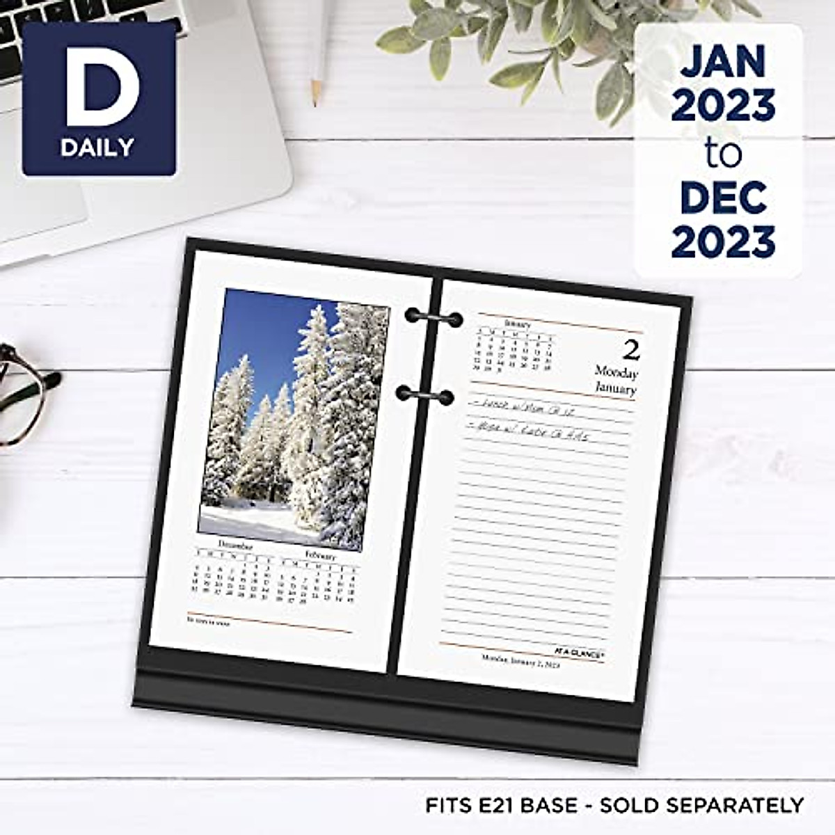 AT-A-GLANCE 2023 Daily Desk Calendar Refill, 3-1/2" x 6", Standard, Loose Leaf, Photographic (E41750)