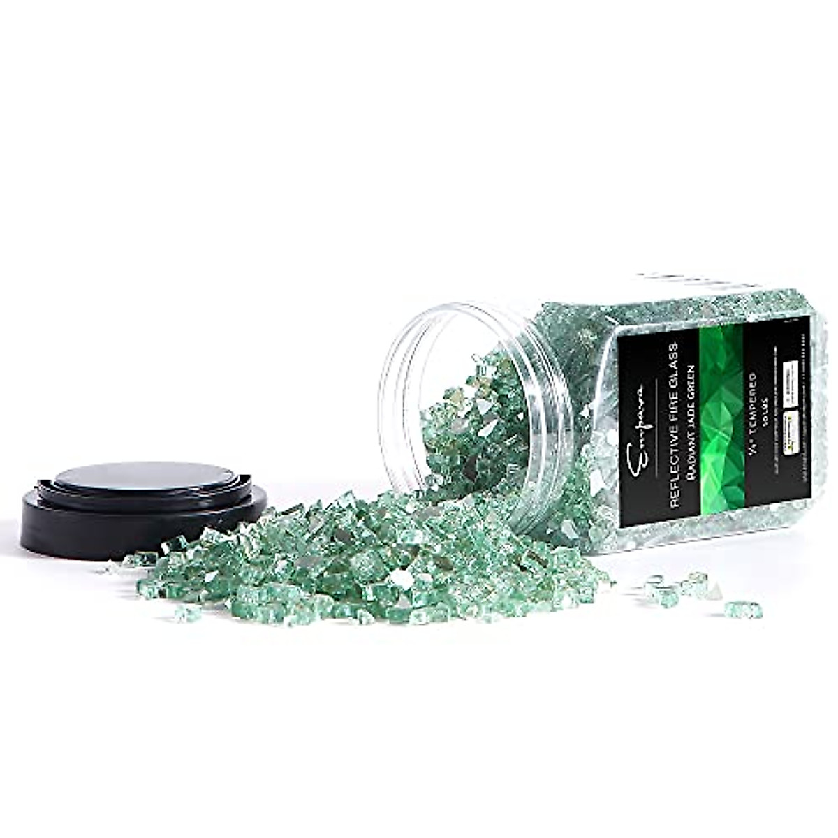 Empava 10 lbs. 1/4-in Reflective Tempered Glass for Gas Fire Pit, Radiant Jade Green