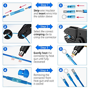 Kuject 320PCS Heat Shrink Wire Connectors Kit, Electrical Waterproof Crimp Butt Terminals, Insulated Spade Connectors for Automotive Marine Boat Truck, Include Rings Forks Spade Butt Splices