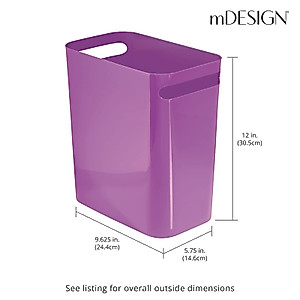 mDesign Bathroom Bin – Rubbish Bin For Bedrooms, Bathrooms, Home or Office – Small Bin for The Home – Purple