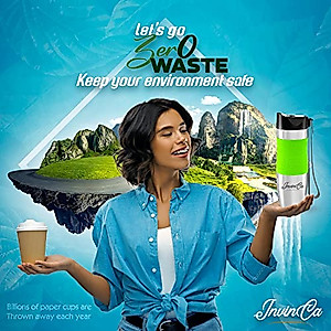 INVINCA ONE-CLICK Travel Mug: Thermal Vacuum-Insulated Coffee Mug, Double-Wall Stainless Steel Durable Mug with a Leak Proof Lid for your Daily Hot/Cold/Ice Drinks: 16-oz Metal Cups, Silver/Black