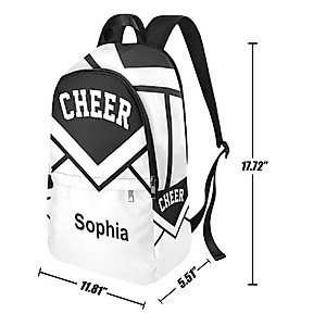 CUXWEOT Personalized Cheer Cheerleader Black Backpack with Name Custom Travel Bag for women Men