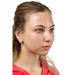 Lavari Jewelers 20 Gauge Open Hoop Nose Ring for Women - 14k White Gold Nose Stud - 10 mm Open Hoop - Unisex Stud Hypoallergenic Nostril Piercing Jewelry - 20G Body Piercing for Men