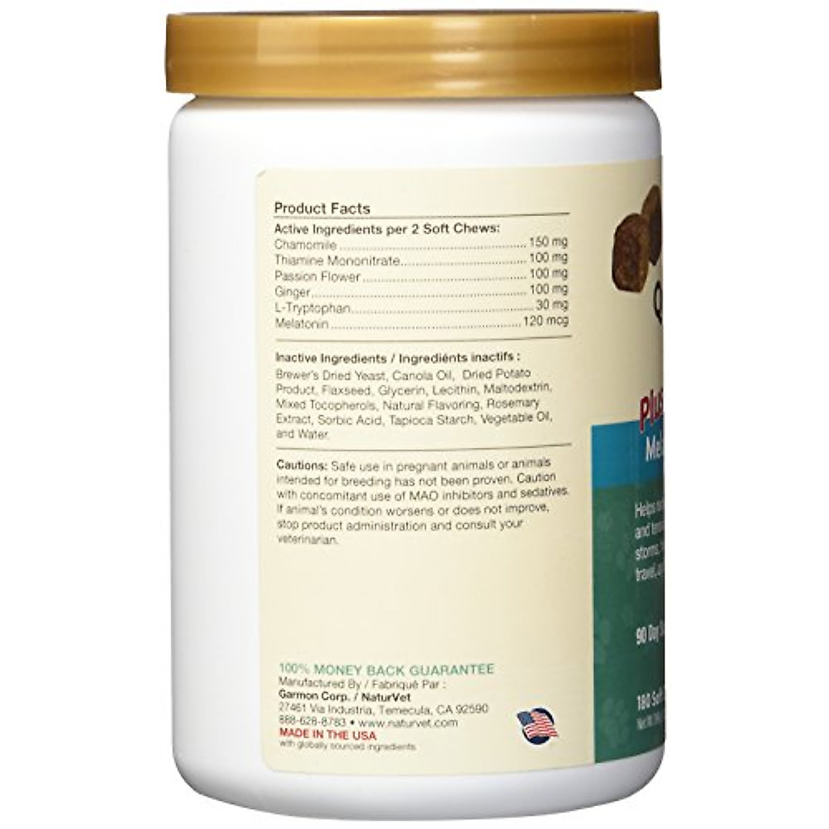 NaturVet Quiet Moments Calming Aid Plus Melatonin 180 Soft Chews 13.9OZ