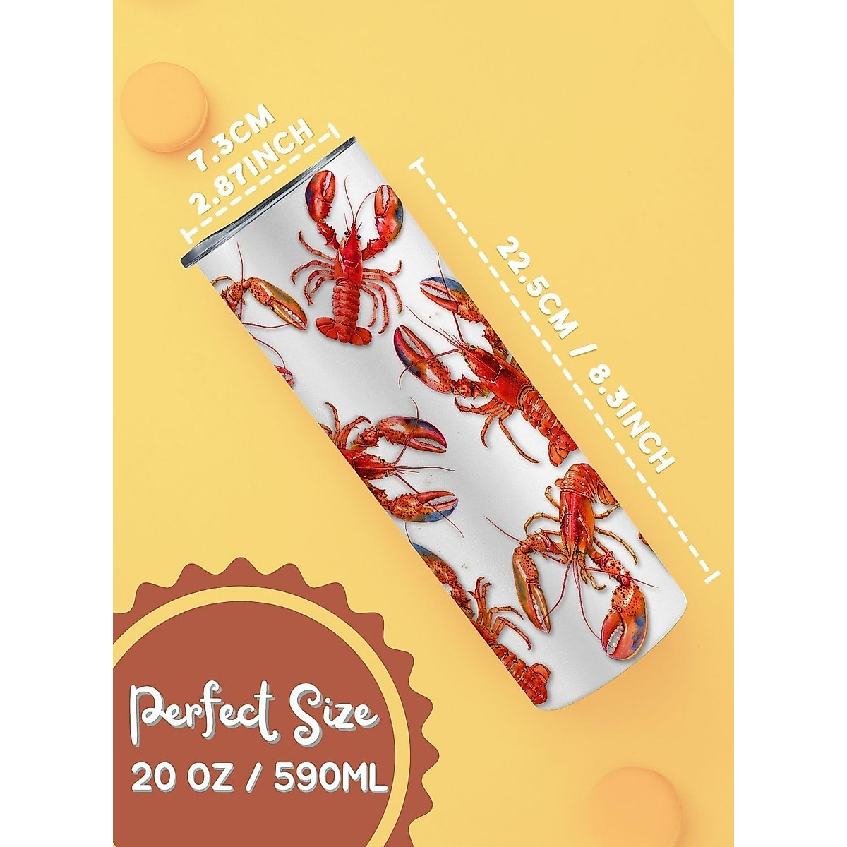 Onebttl Lobster Goods - Lobster Mug & Lovers Present, 20oz Stainless Steel Tumbler, Insulated Gift with Lid