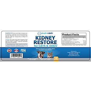 Kidney Restore Cats & Dogs Unflavored for Supporting Normal Kidney Function, Creatinine, Pet Renal Kidney Health Supplement Felines Canines