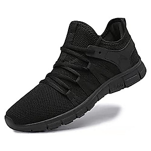 AOE Womens Walking Running Shoes Ultra Lightweight Breathable Mesh Tennis Shoes Non Slip Athletic Workout Gym Sneakers 8women / 7men All Black