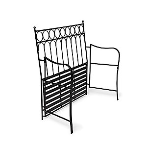 Gardener's Supply Company Oxford Folding Garden Bench | Sturdy Metal Frame Outdoor Portable Bench with Side Armrest for Patio, Lawn, Yard & Flower Gardens | Fits 2-Person (17.5" W x 40.5" L x 41" H)