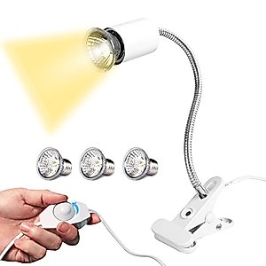 Reptile Heat Lamp, Reptile Light with 360° Rotatable Hose, Adjustable Heating Lamp Fixture with 3 UVA UVB Bulbs Suitable for Bearded Dragon Turtle Lizard Snake ,Most Reptiles Plants