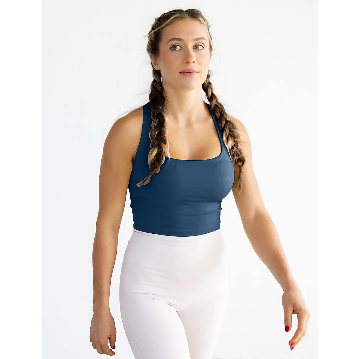 Women's Strappy Sports Bra Criss Cross Back Crop Tank Top Padded Fitness Workout Tops Longline Yoga Bras