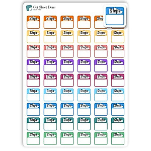 Step Planner Tracker Stickers / 54 Write In Smudge Proof Vinyl Stickers (1/2”) / Walk Run Personal Goals Tracking Health Wellness Self Care/Productivity/Bujo Bullet Journaling (1 Sheet, Steps)